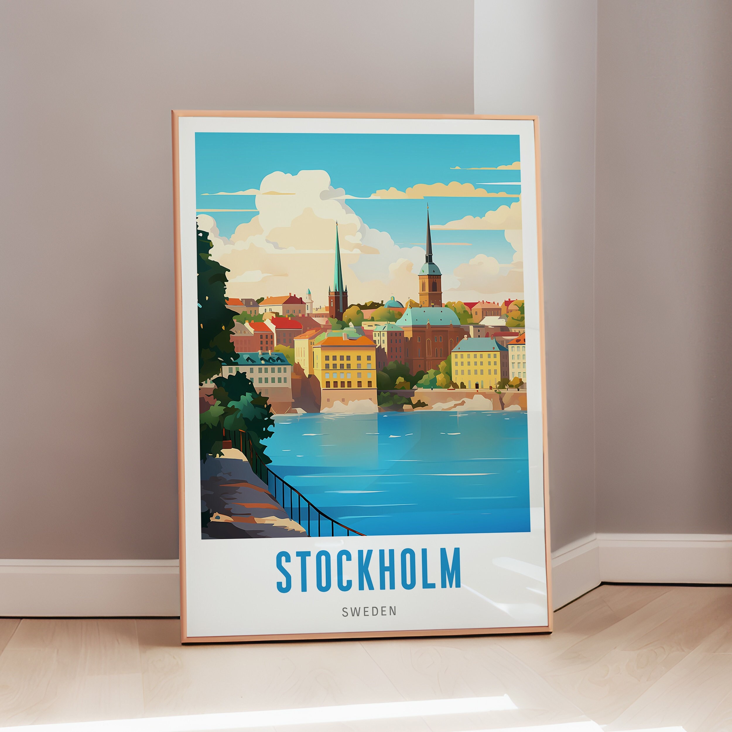 Stockholm Poster Swedish Mid Century Wall Art Europe Aesthetic Eclectic ...