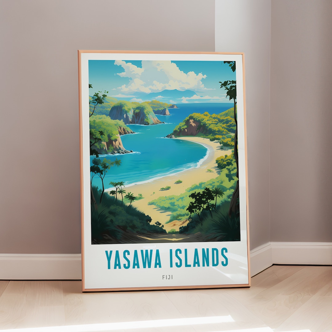 Yasawa Islands Travel Poster Fiji Print Mid Century Modern Wall Art ...