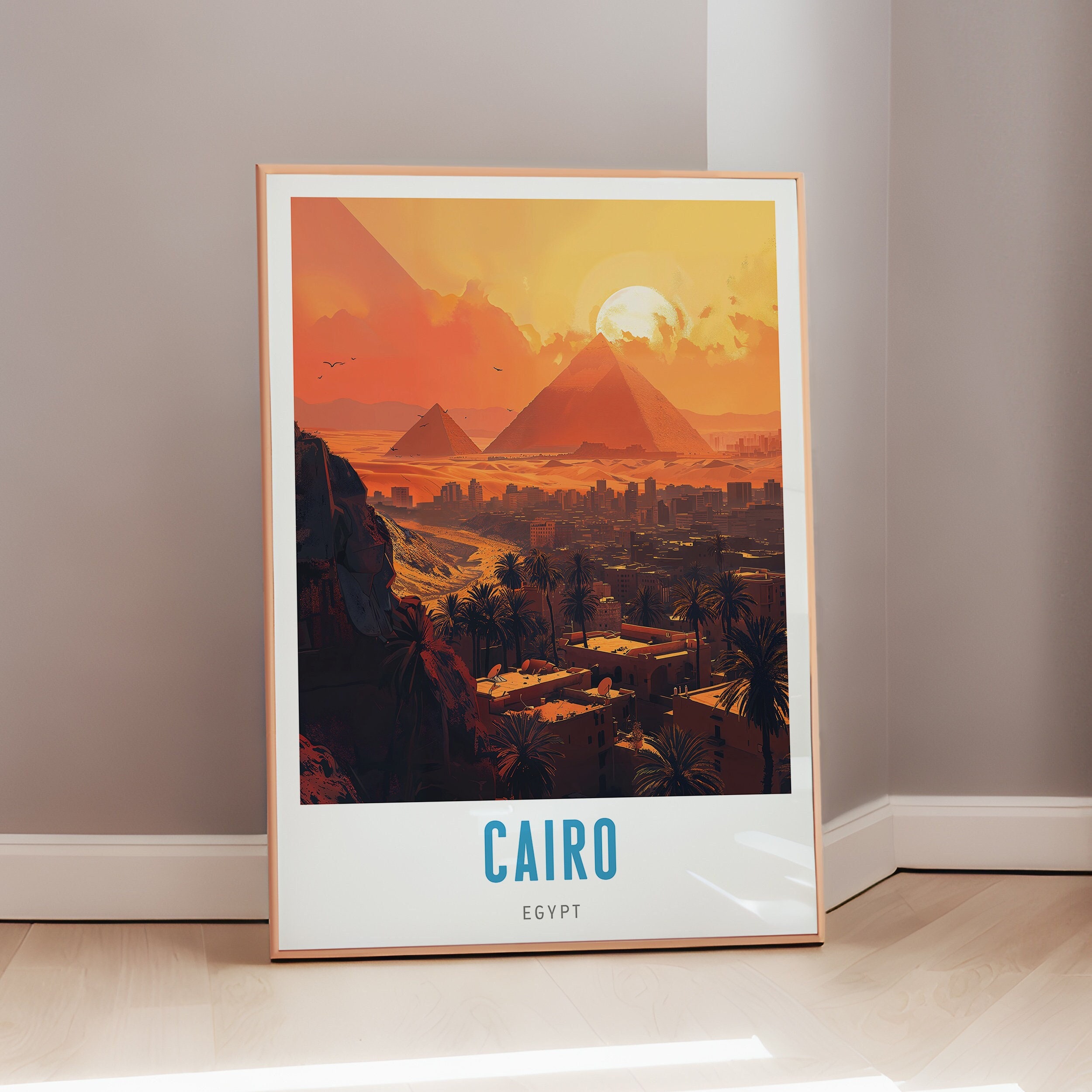 Egyptian Art Cairo Travel Poster Mid Century Modern Wall Art Egypt ...