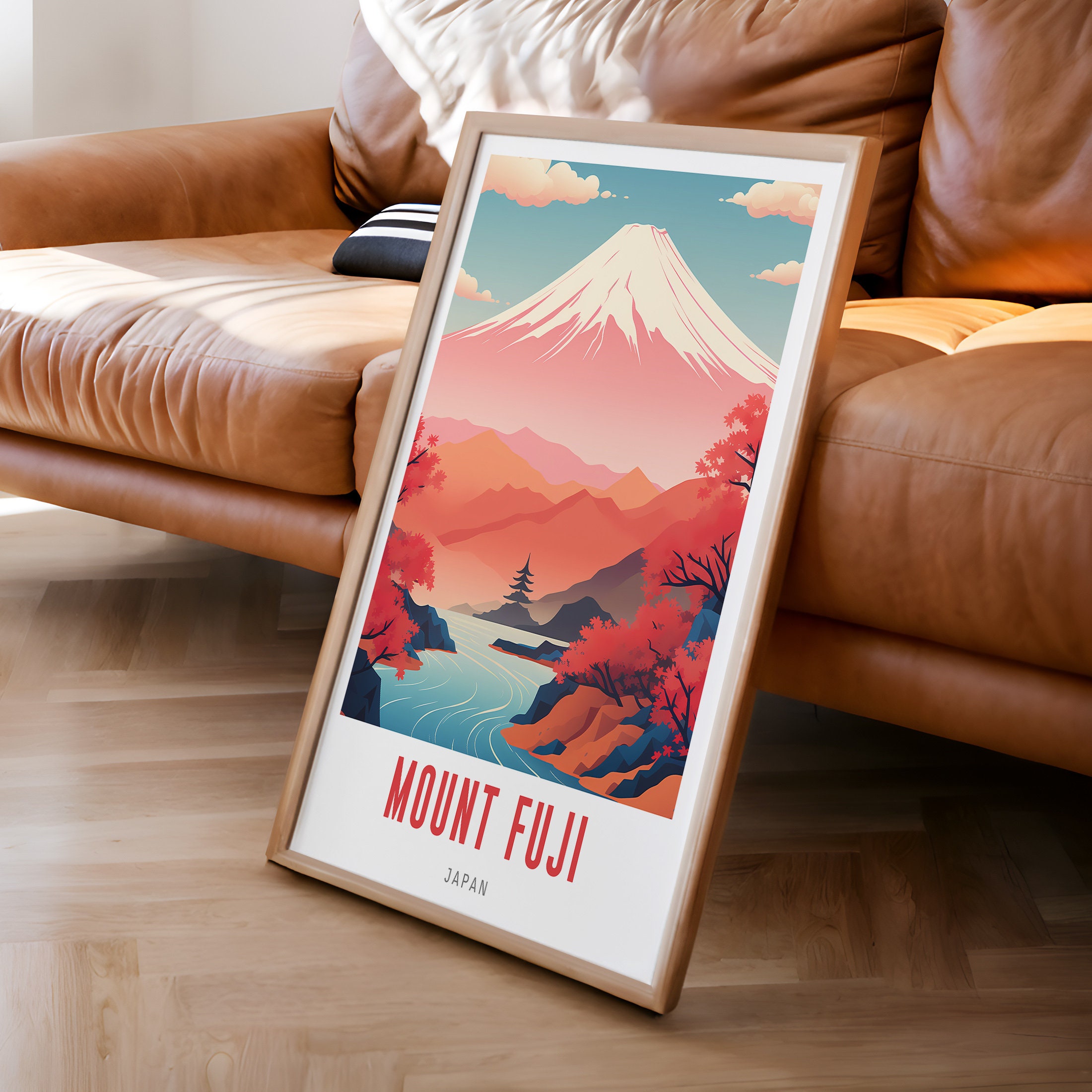 Japanese Art Mount Fuji Travel Poster Mid Century Modern Wall Art Japan ...