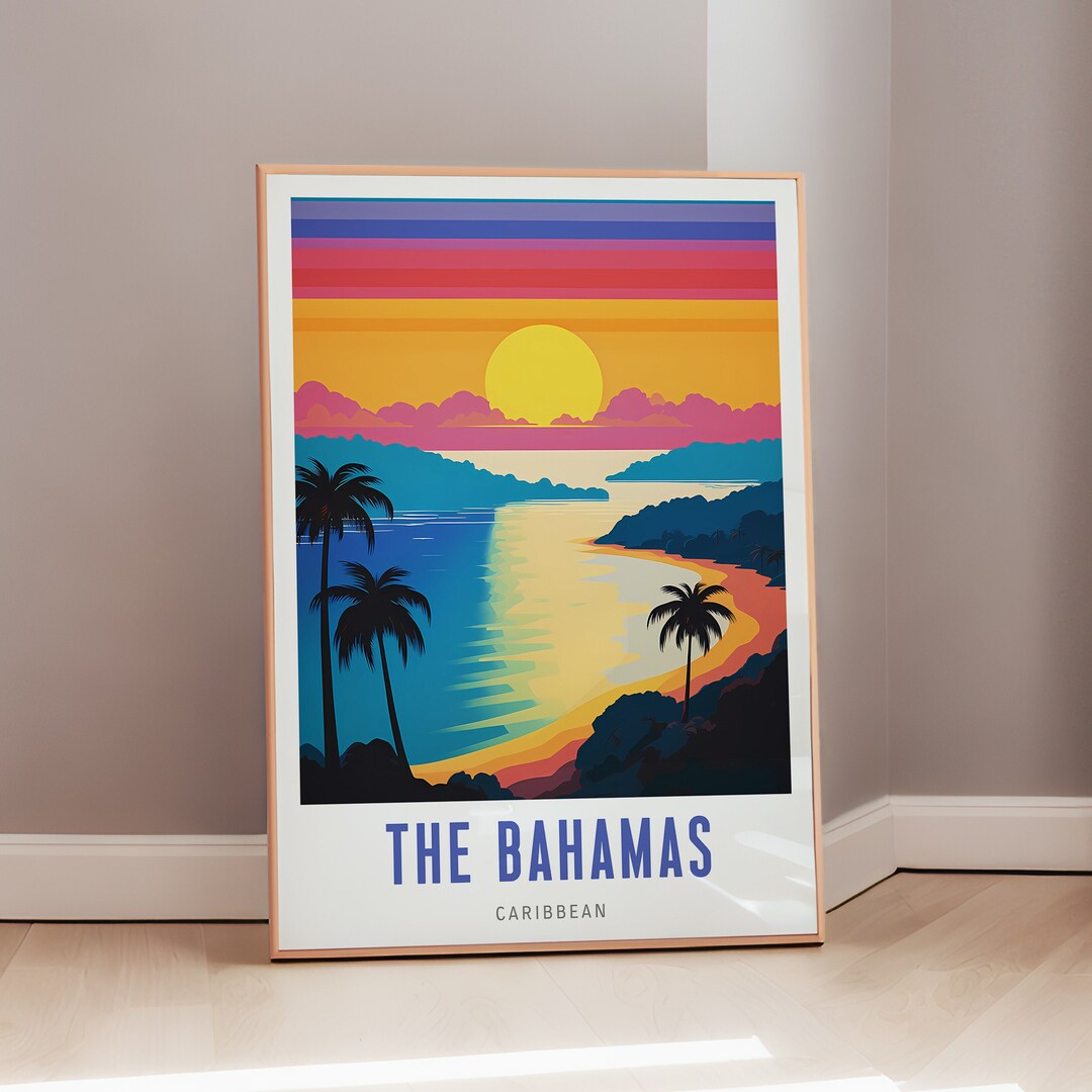 The Bahamas Poster Caribbean Mid Century Wall Art Eclectic Decor Travel ...
