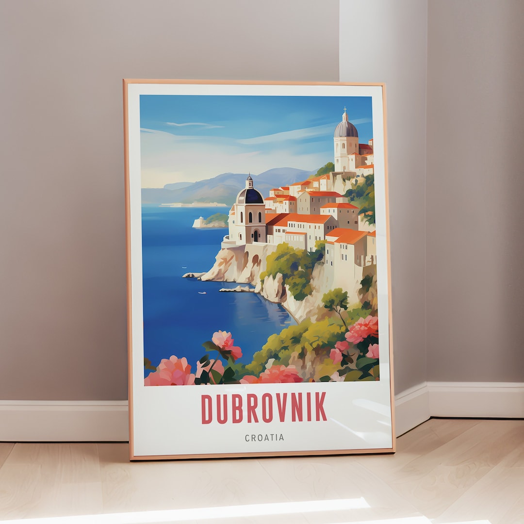 Dubrovnik Travel Poster Croatia Print Mid Century Modern Wall Art ...