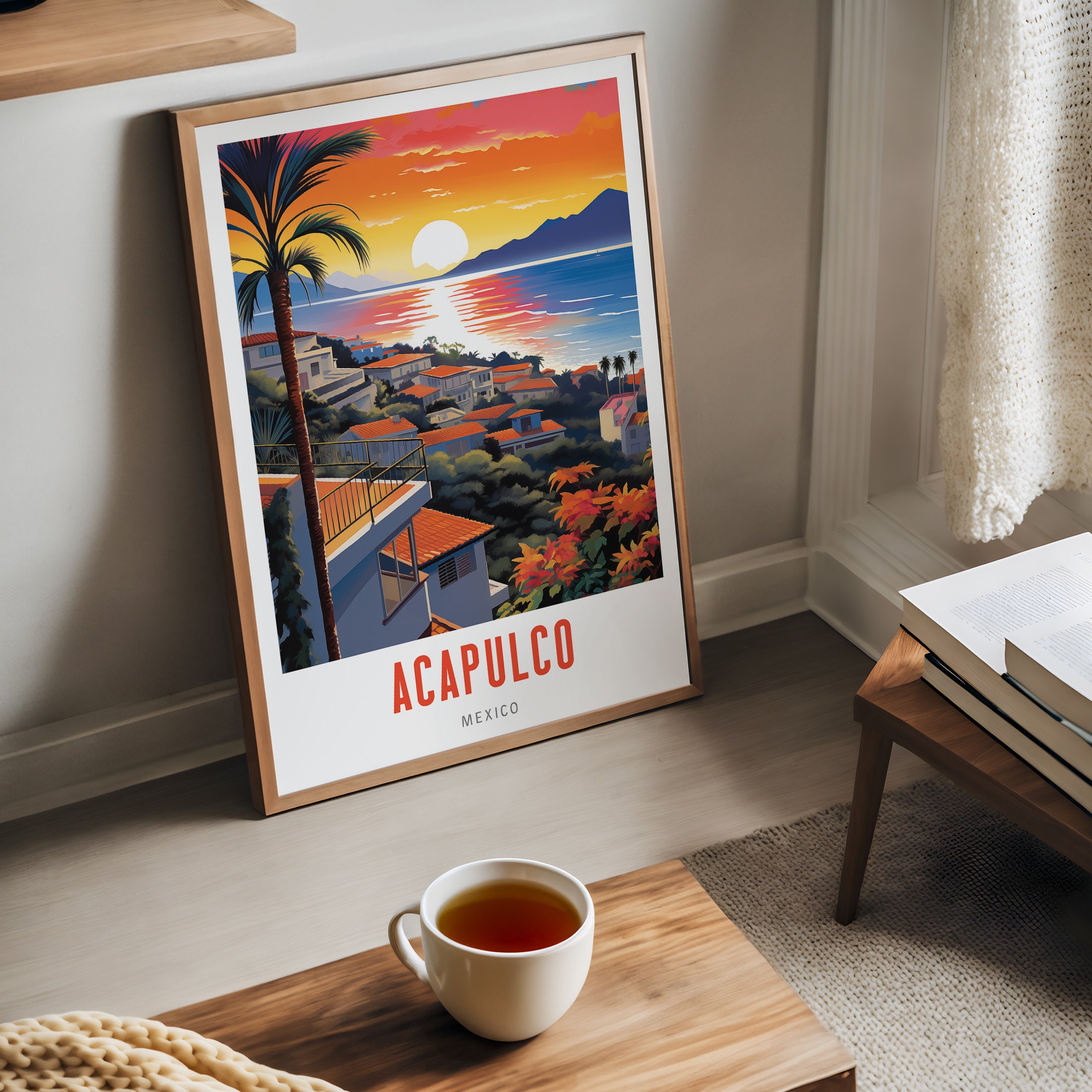 Acapulco Travel Poster Mexico Print Mid Century Modern Wall Art ...