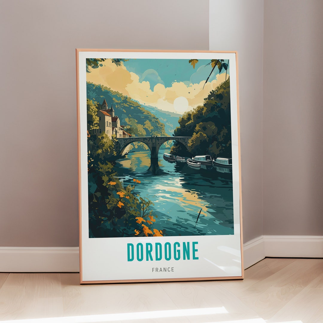 French Art Dordogne Travel Poster Mid Century Modern Wall Art France ...