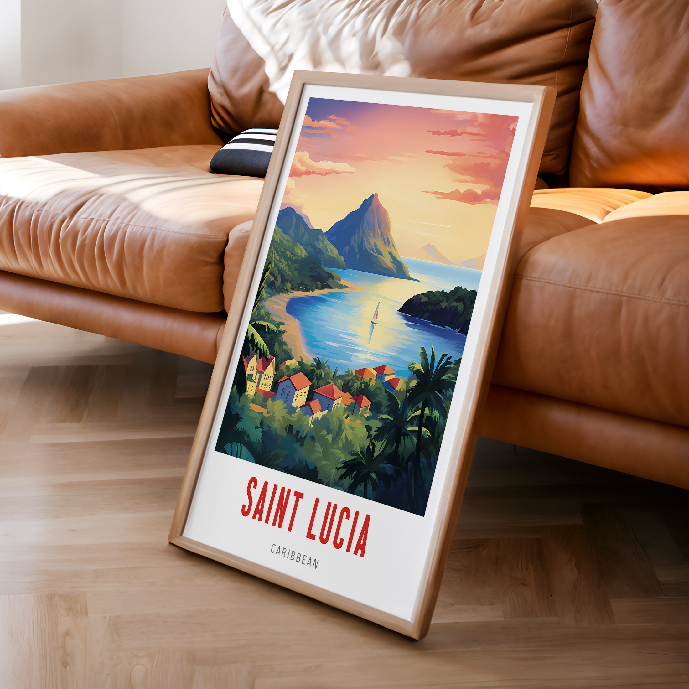 Caribbean Art St. Lucia Travel Poster Mid Century Modern Wall Art St ...