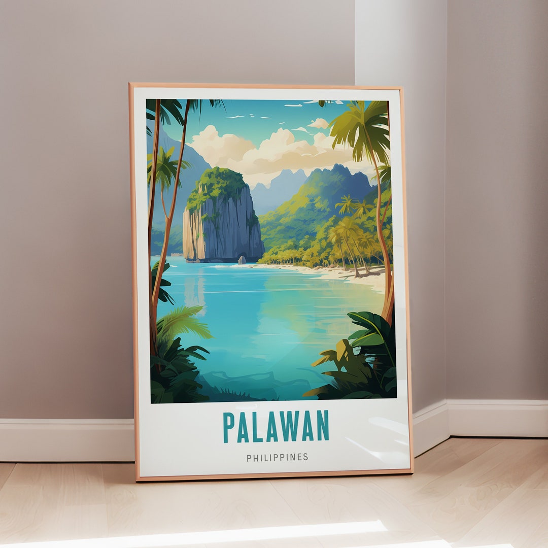 Palawan Travel Poster Philippines Print Mid Century Modern Wall Art ...