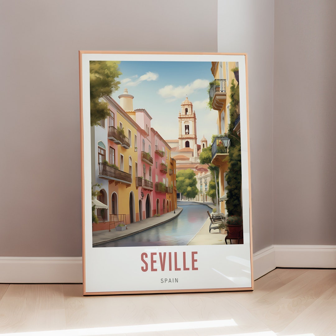 Seville Spain Poster Mid Century Wall Art Spanish Travel Print Eclectic ...