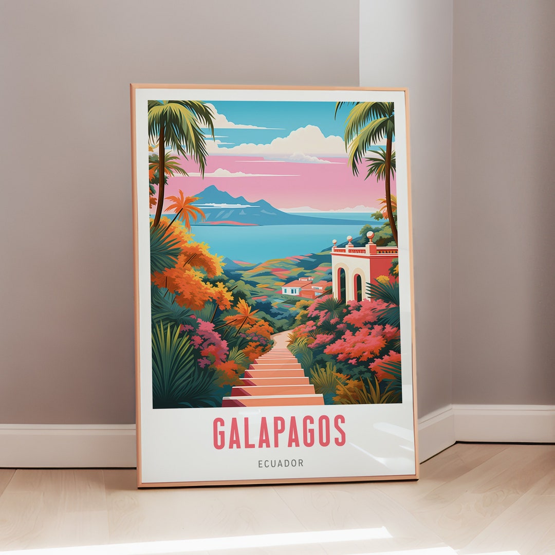 Galapagos Islands Travel Poster Mid Century Wall Art Ecuadorian Print ...