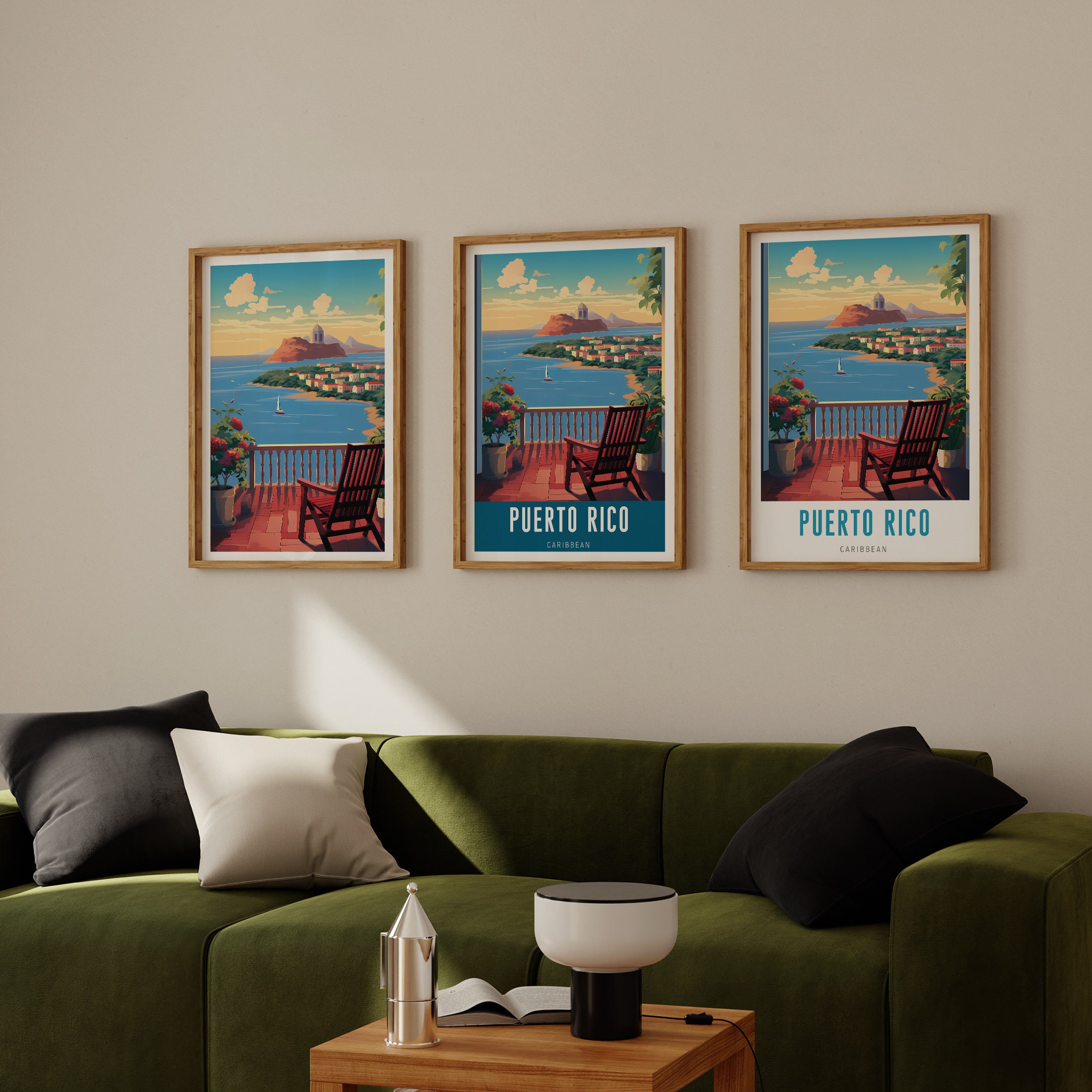 Caribbean Travel Poster Puerto Rico Mid Century Modern Wall - Etsy
