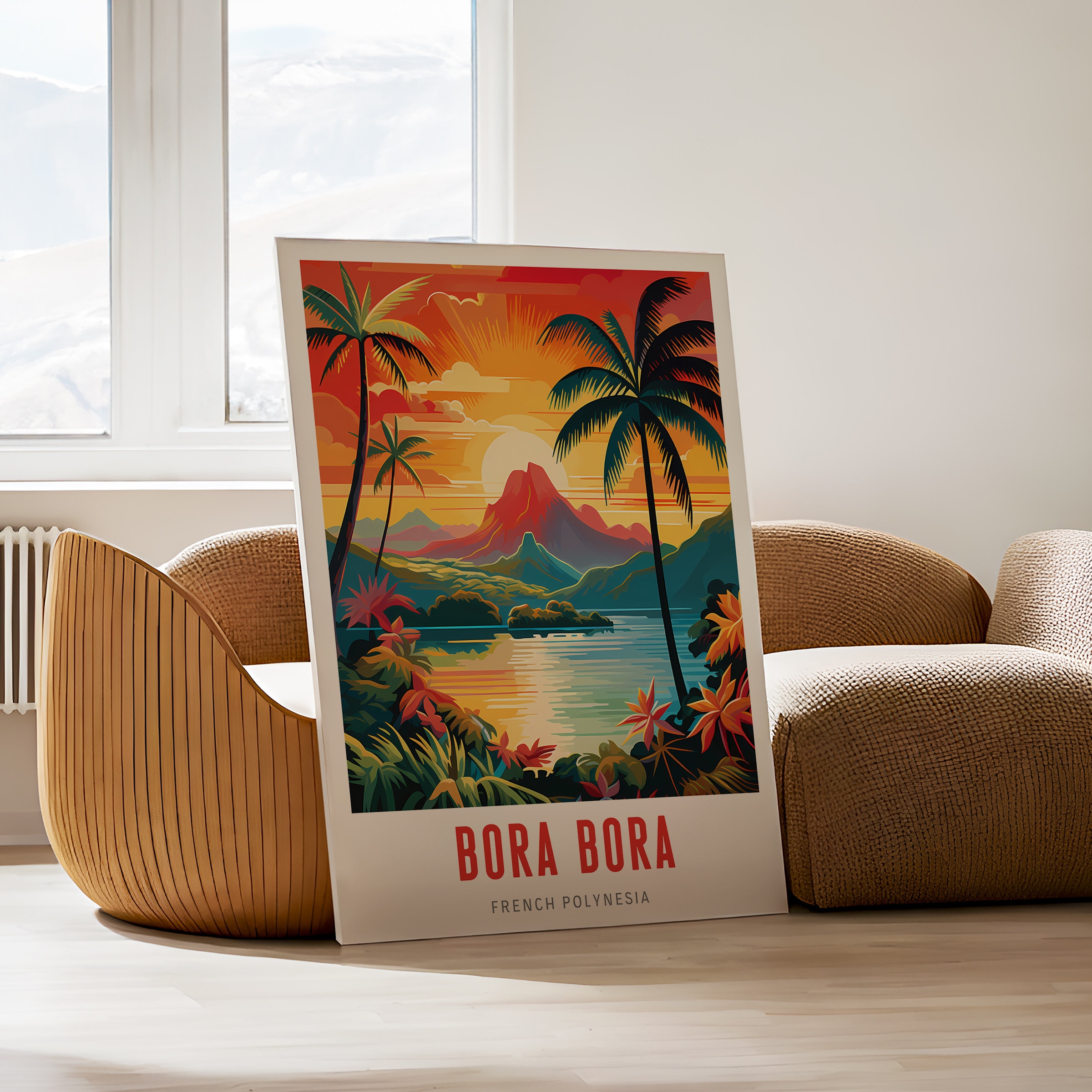 Bora Bora Poster French Polynesia Mid Century Wall Art Pacific - Etsy