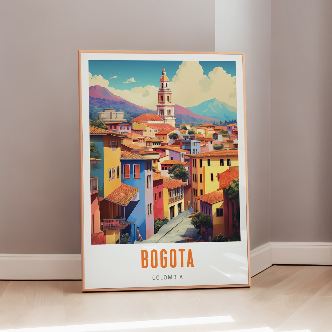 Bogota Colombia Poster Mid Century Wall Art Latin America Travel Print ...