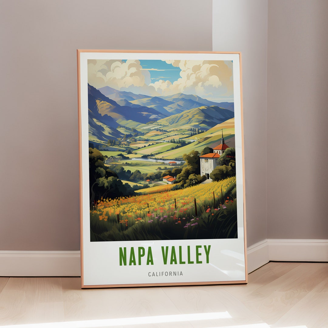 Napa Valley Travel Poster California Print Mid Century Modern Wall Art ...