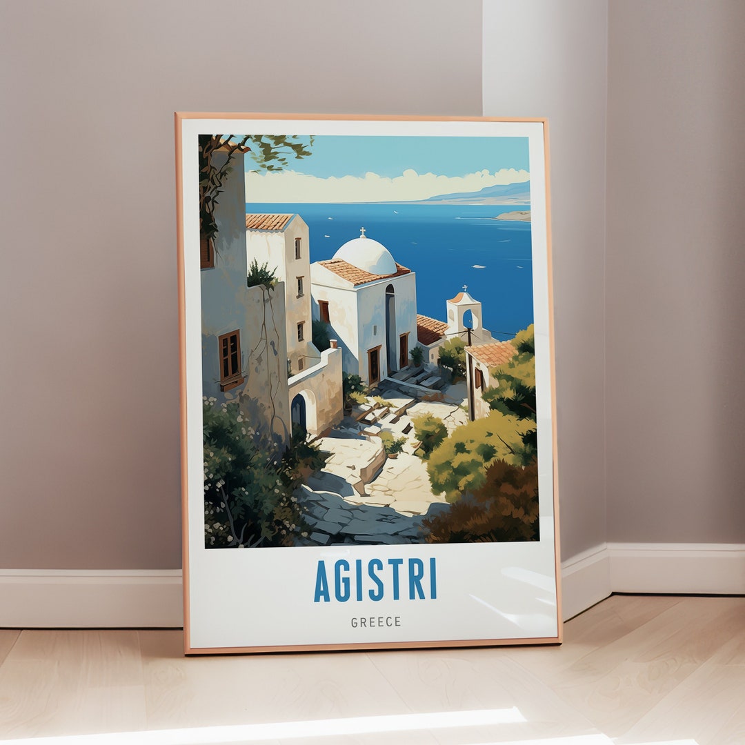 Agistri Travel Poster Greece Print Mid Century Modern Wall Art Eclectic ...
