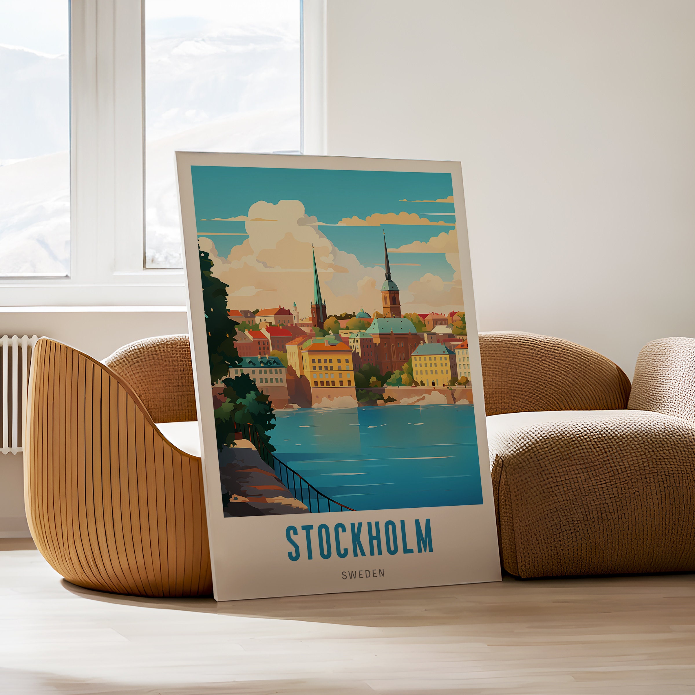 Stockholm Poster Swedish Mid Century Wall Art Europe Aesthetic Eclectic ...
