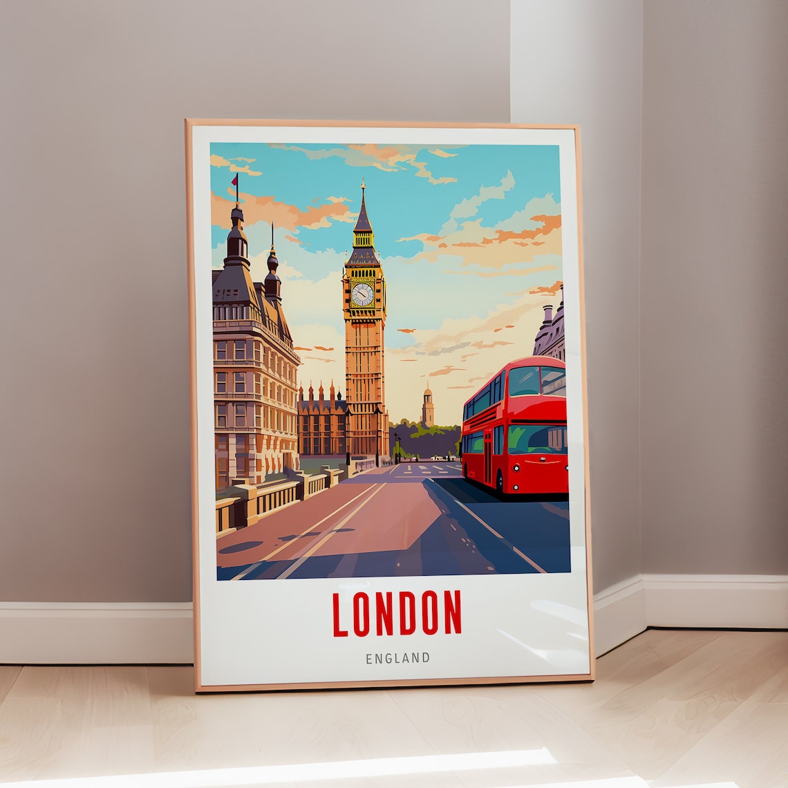 England Travel Poster London Iconic Landmarks Mid Century - Etsy