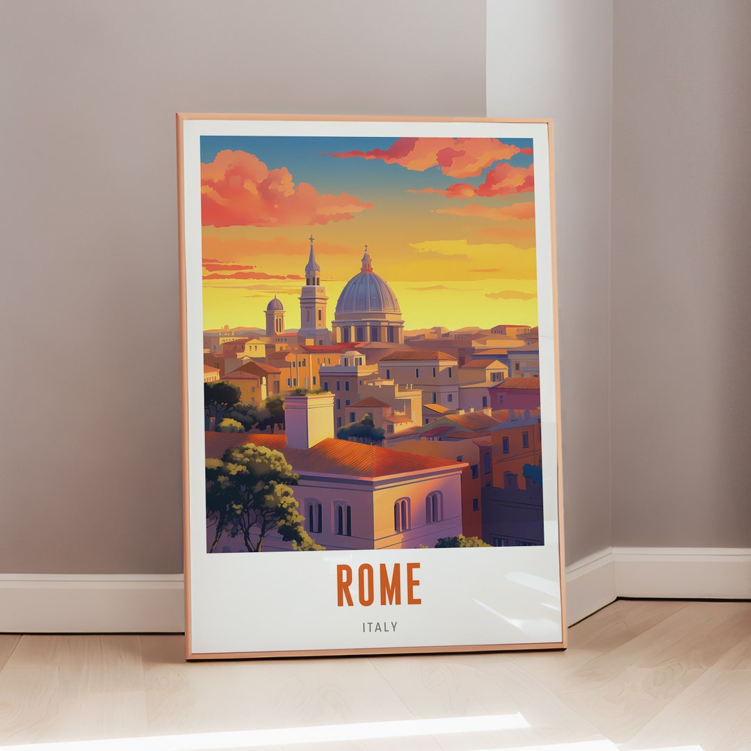 Italy Travel Poster Rome Mid Century Modern Wall Decor European ...