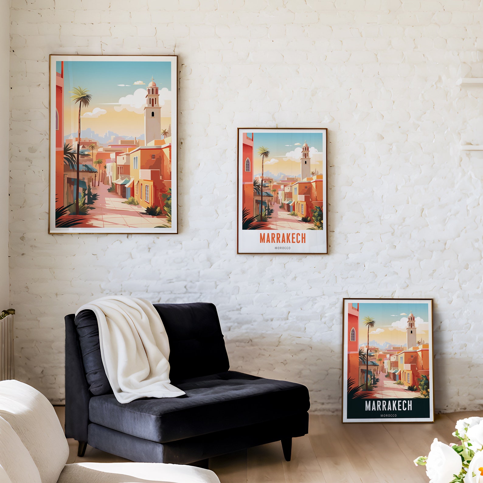 Travel Poster of Marrakech Mid Century Modern Wall Art Morocco Print ...