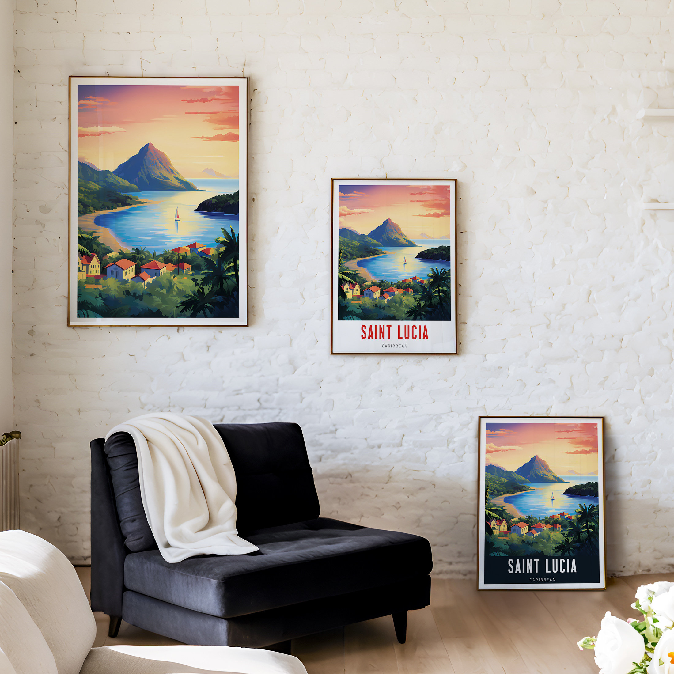 Caribbean Art St. Lucia Travel Poster Mid Century Modern Wall Art St ...