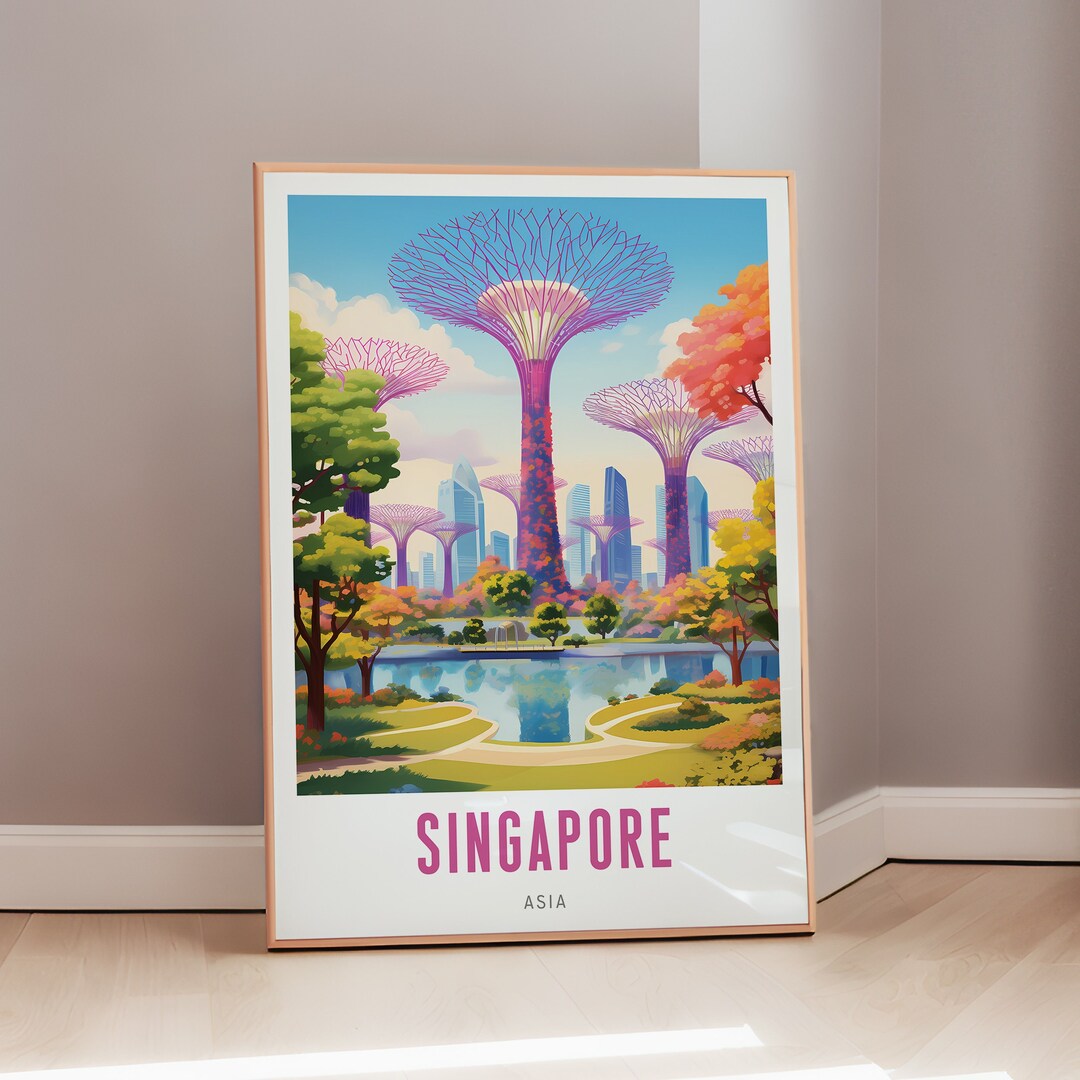 Singapore Travel Poster Asia Print Mid Century Modern Wall Art Eclectic ...