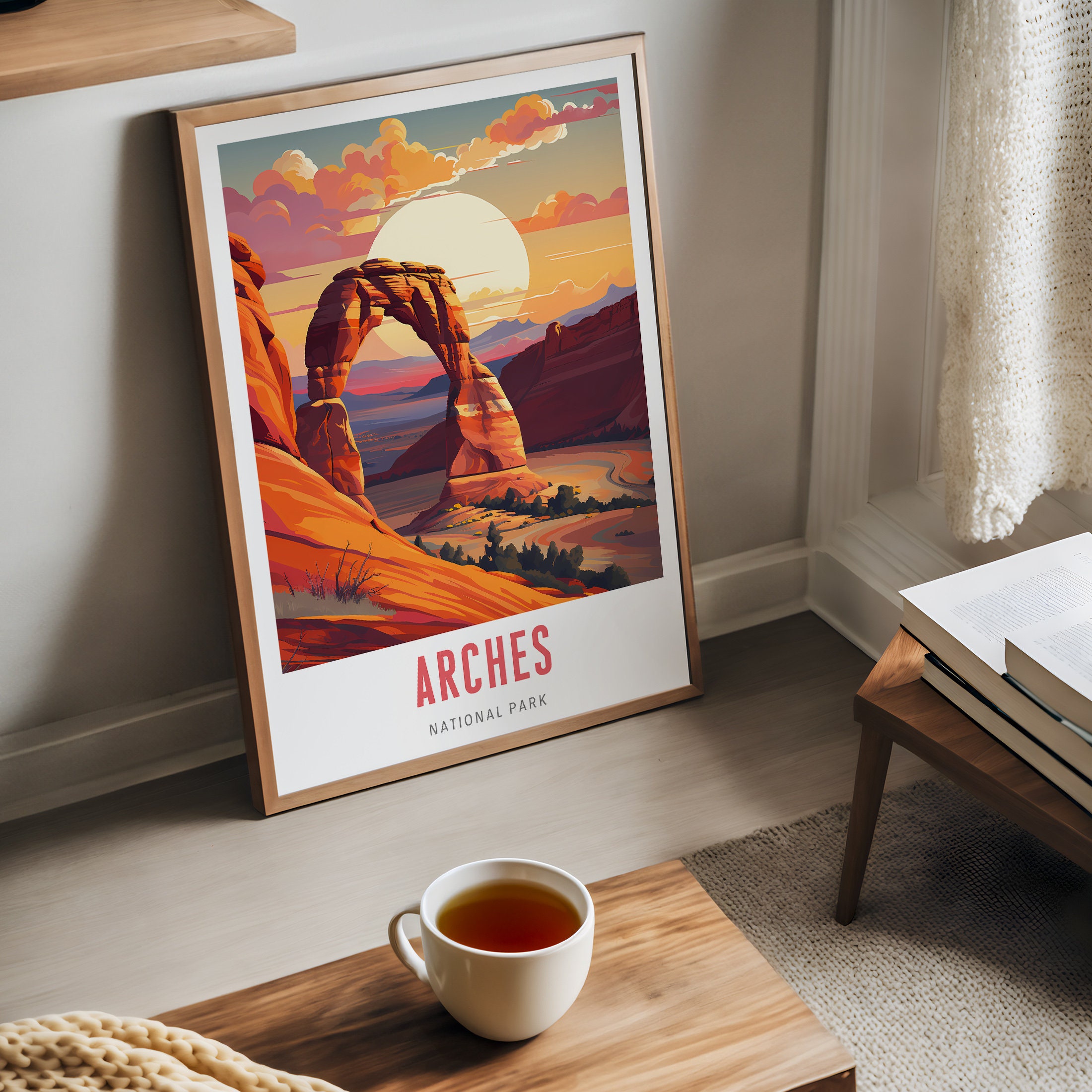 Travel Poster of Arches National Park Mid Century Modern Wall Art Utah ...