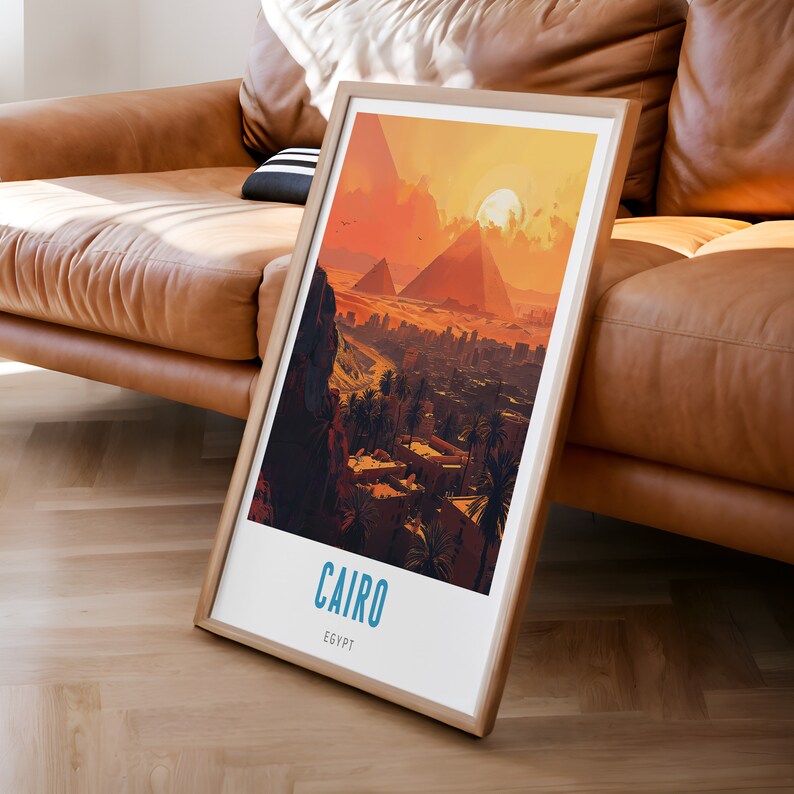 Egyptian Art Cairo Travel Poster Mid Century Modern Wall Art Egypt ...