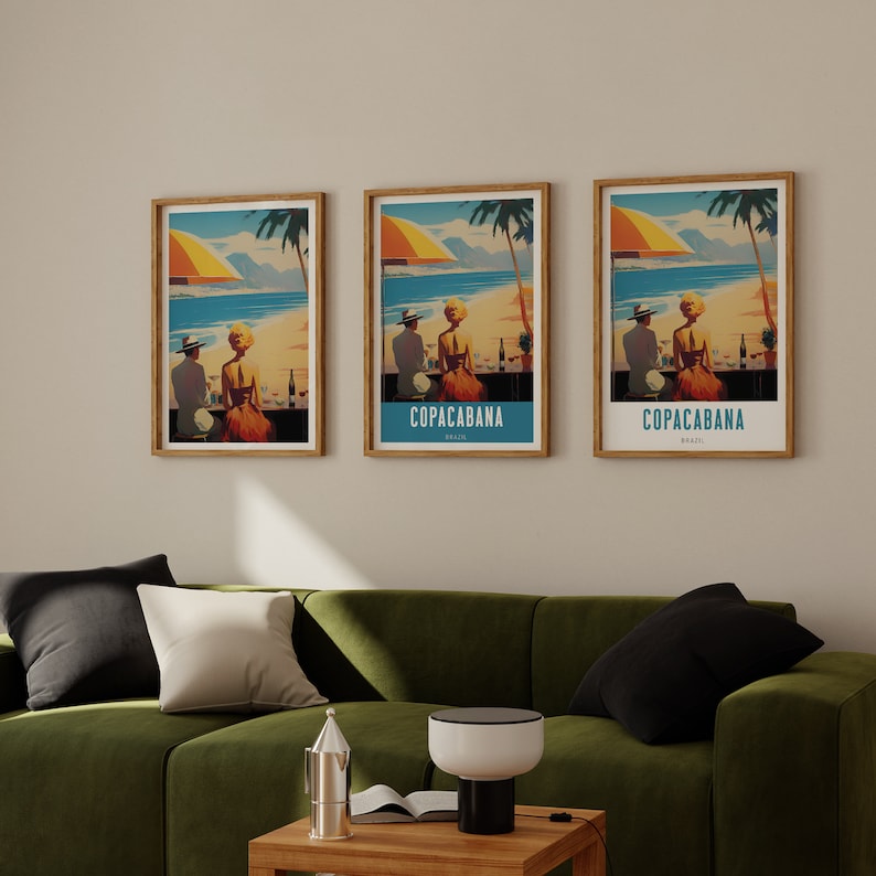 Copacabana Poster Brazilian Mid Century Wall Art South America ...