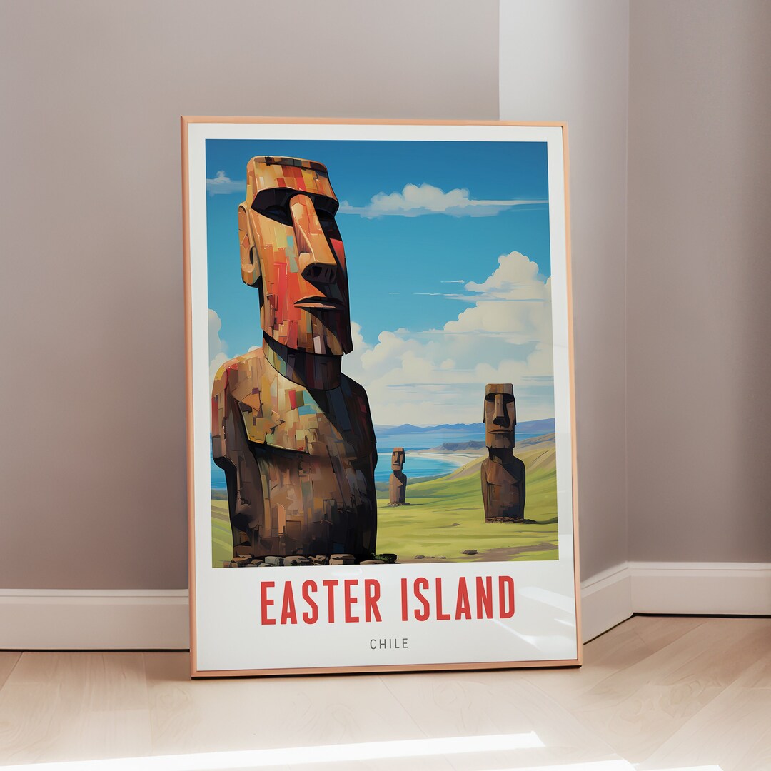 Easter Island Travel Poster Chile Print Mid Century Modern Wall Art ...