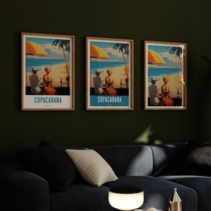 Copacabana Poster Brazilian Mid Century Wall Art South America ...