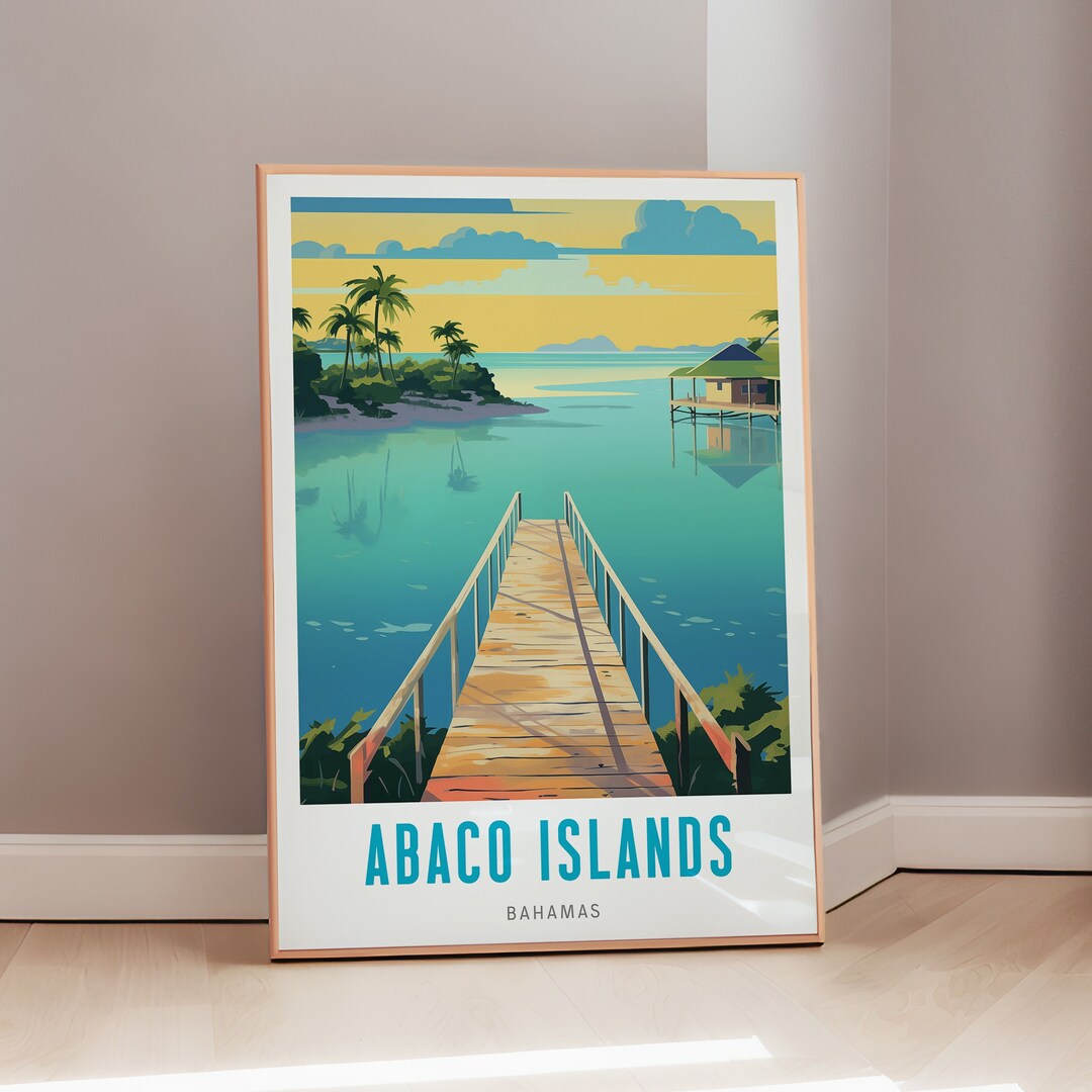 Bahamian Art Abaco Islands Travel Poster Mid Century Modern Wall Art ...
