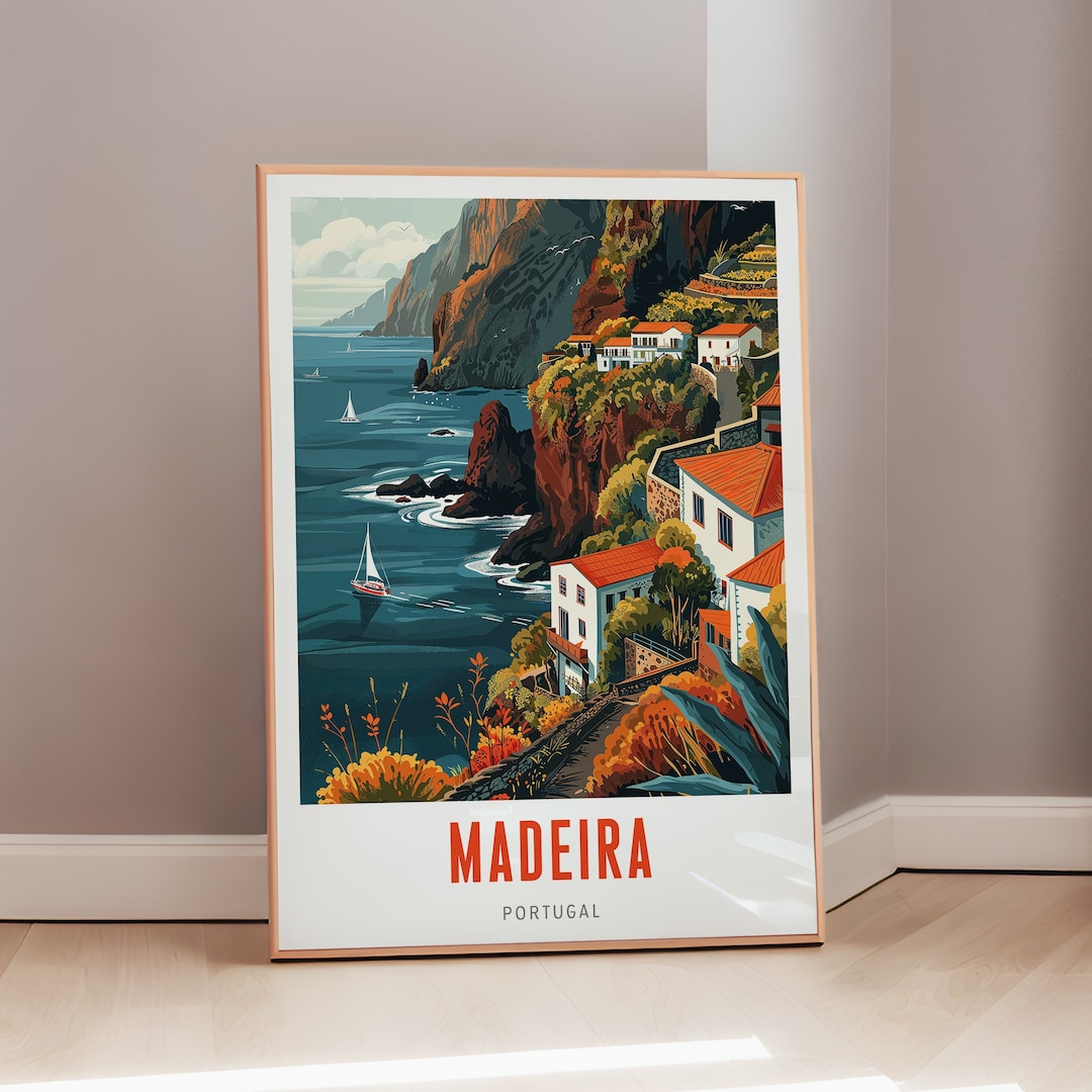 Madeira Travel Poster Portugal Print Mid Century Modern Wall Art ...