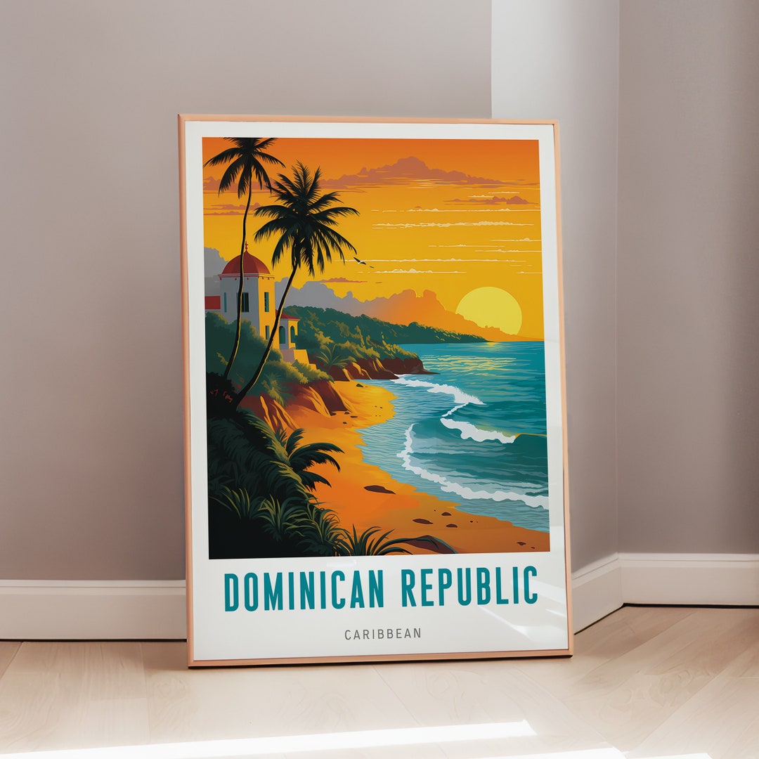 Dominican Republic Travel Poster Caribbean Print Mid Century Modern ...