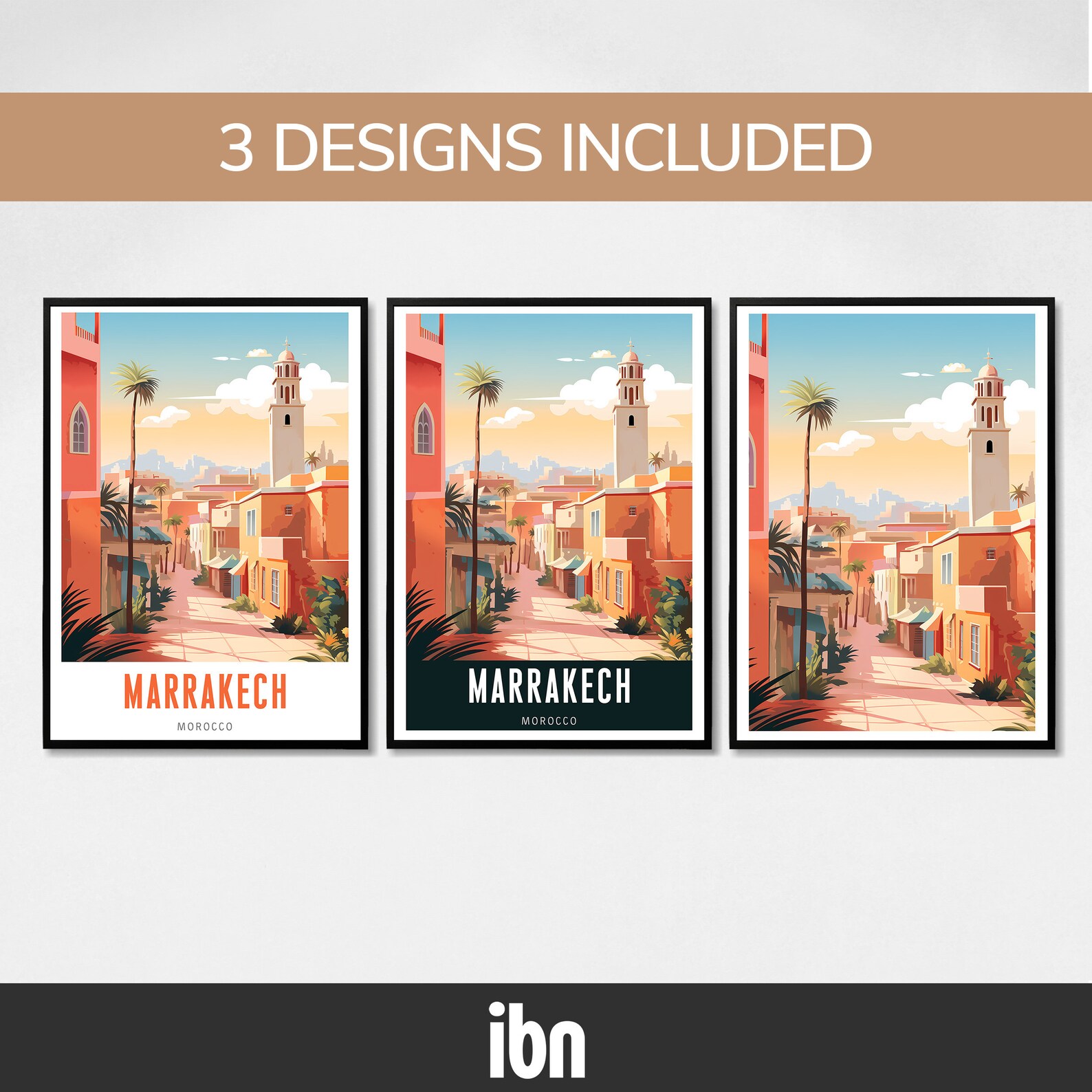 Travel Poster of Marrakech Mid Century Modern Wall Art Morocco Print ...