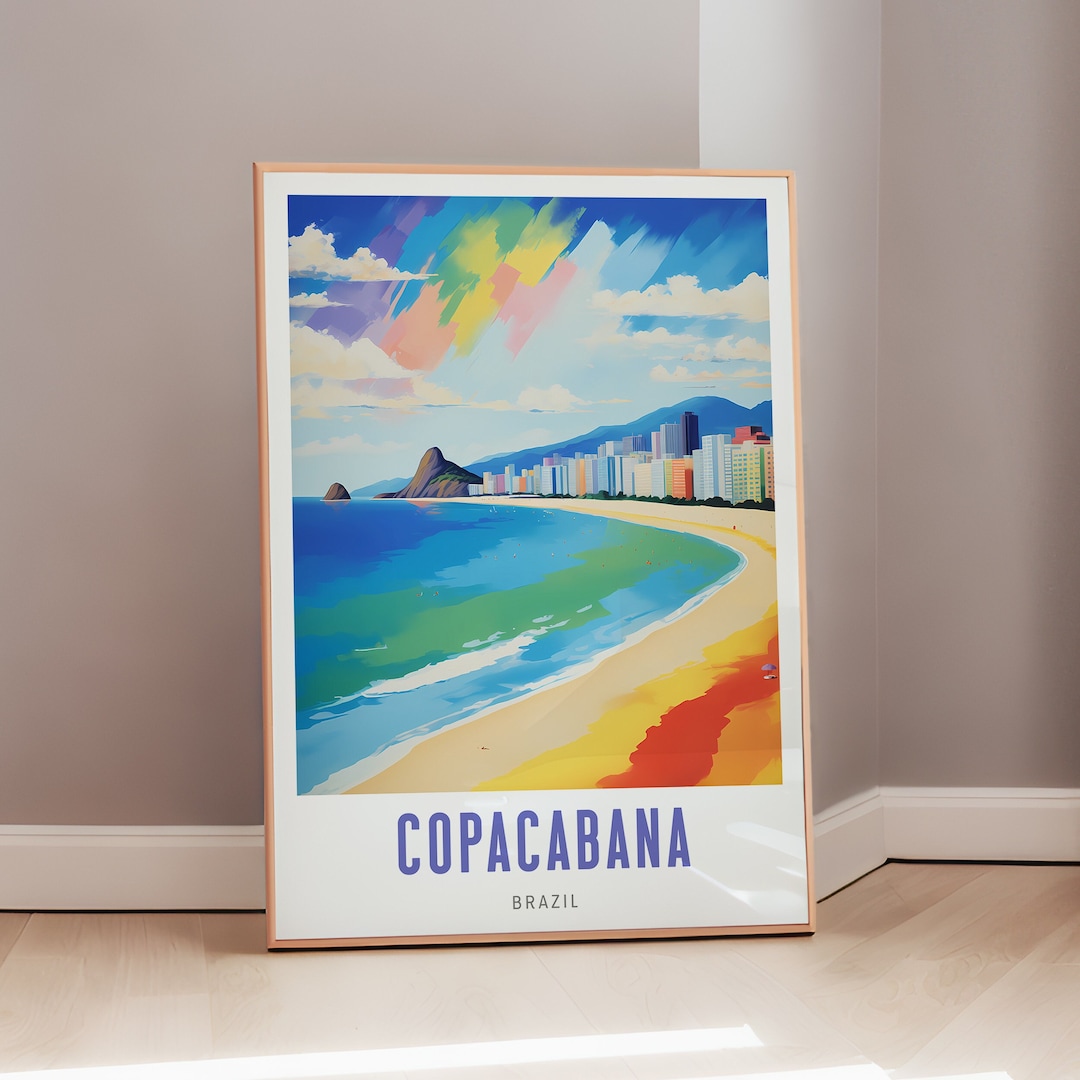 Copacabana Travel Poster Brazil Print Mid Century Modern Wall Art ...