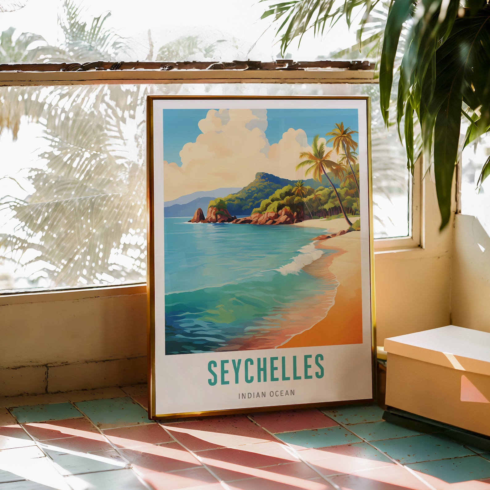 Seychelles Travel Poster Seychelles Print Mid Century Modern Wall Art ...