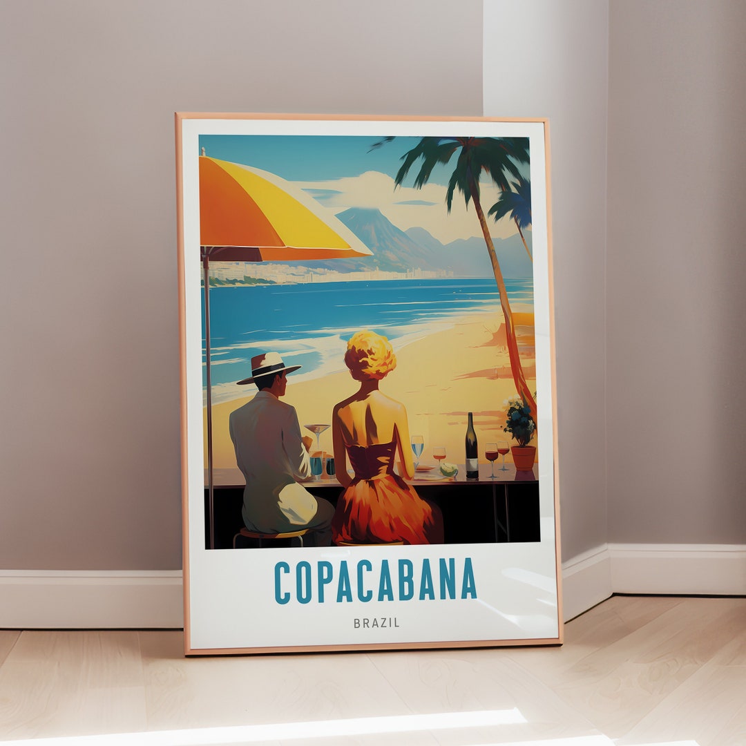 Copacabana Poster Brazilian Mid Century Wall Art South America ...