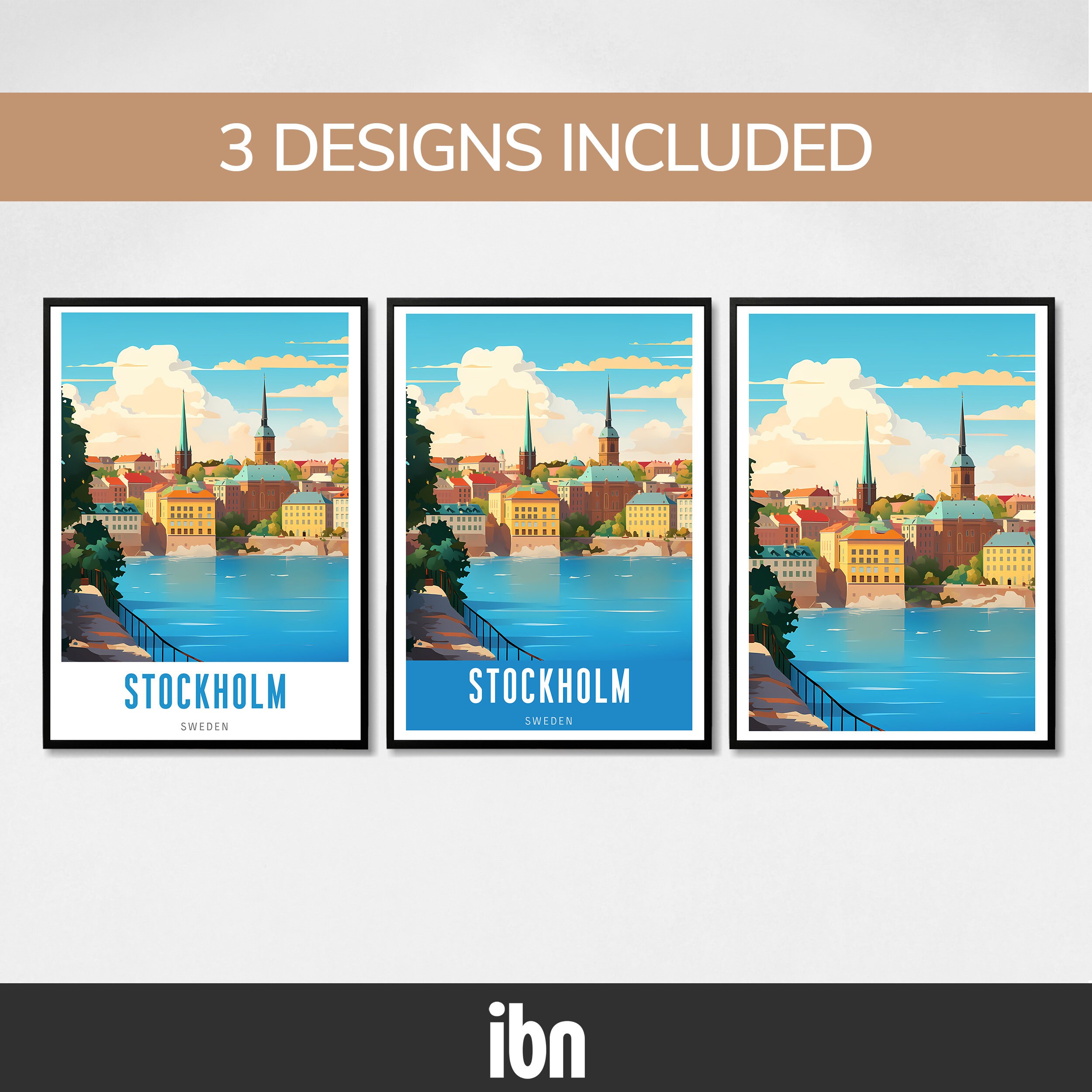 Stockholm Poster Swedish Mid Century Wall Art Europe Aesthetic Eclectic ...