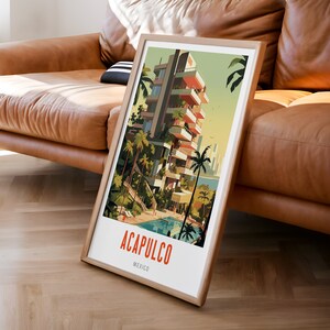 Mexican Art Acapulco Travel Poster Mid Century Modern Wall Art Mexico ...