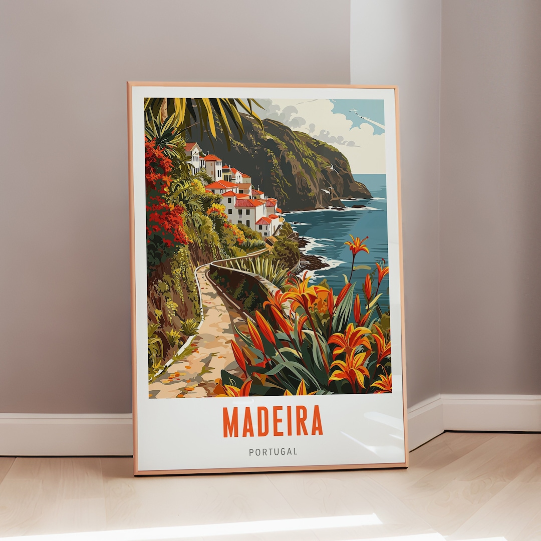 Travel Poster of Madeira Mid Century Modern Wall Art Portugal Print ...