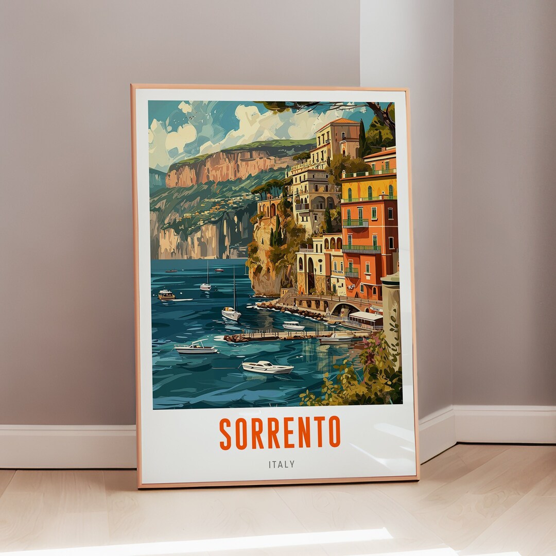 Italian Art Sorrento Travel Poster Mid Century Modern Wall Art Italy ...