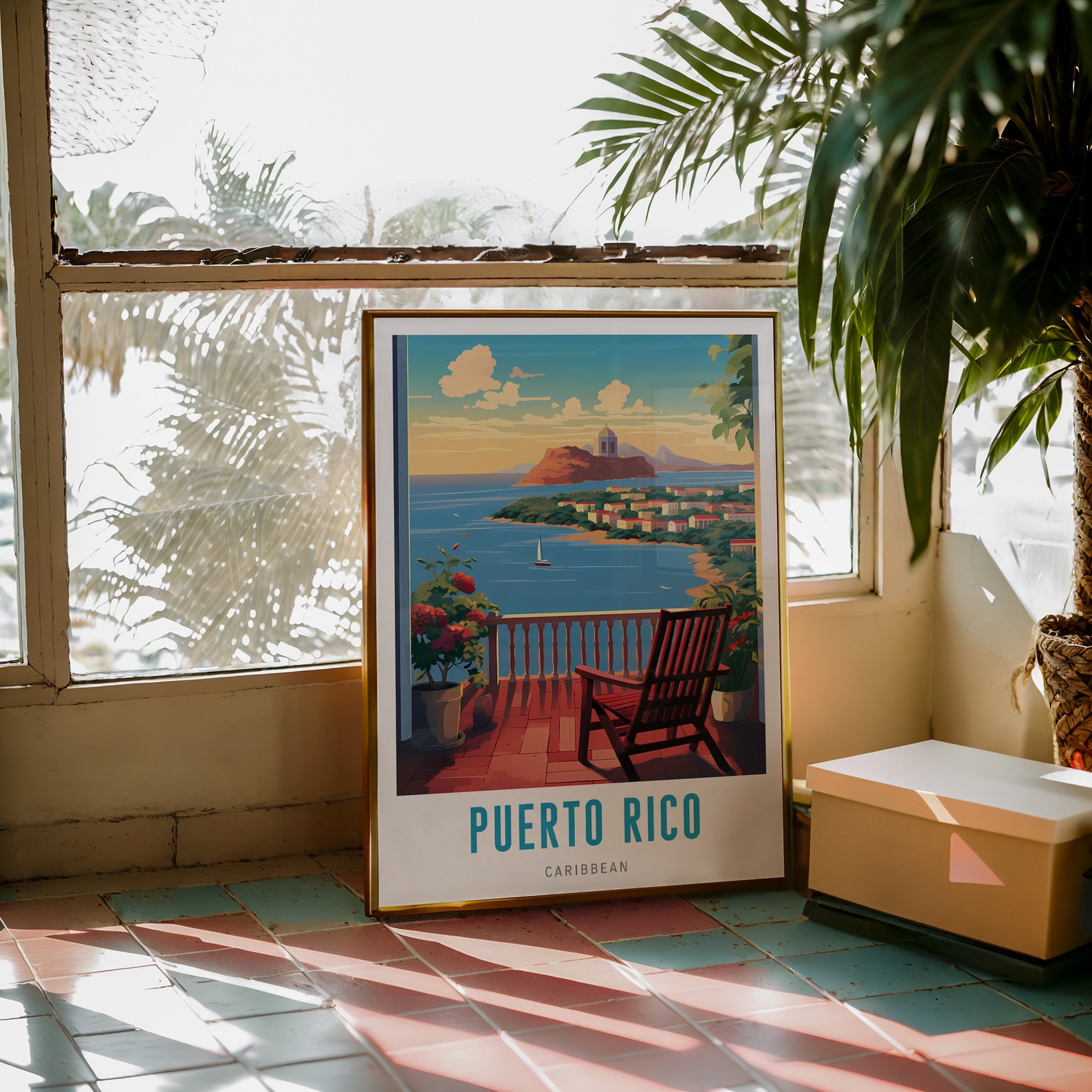 Caribbean Travel Poster Puerto Rico Mid Century Modern Wall - Etsy