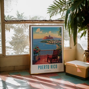 Caribbean Travel Poster Puerto Rico Mid Century Modern Wall Decor ...