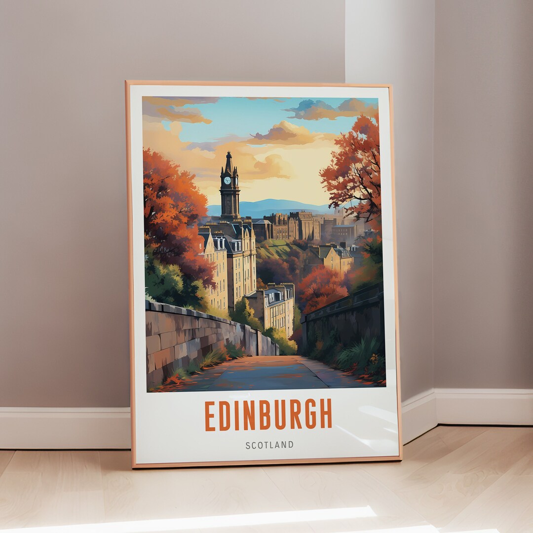 Edinburgh Travel Poster Scotland Print Mid Century Modern Wall Art ...