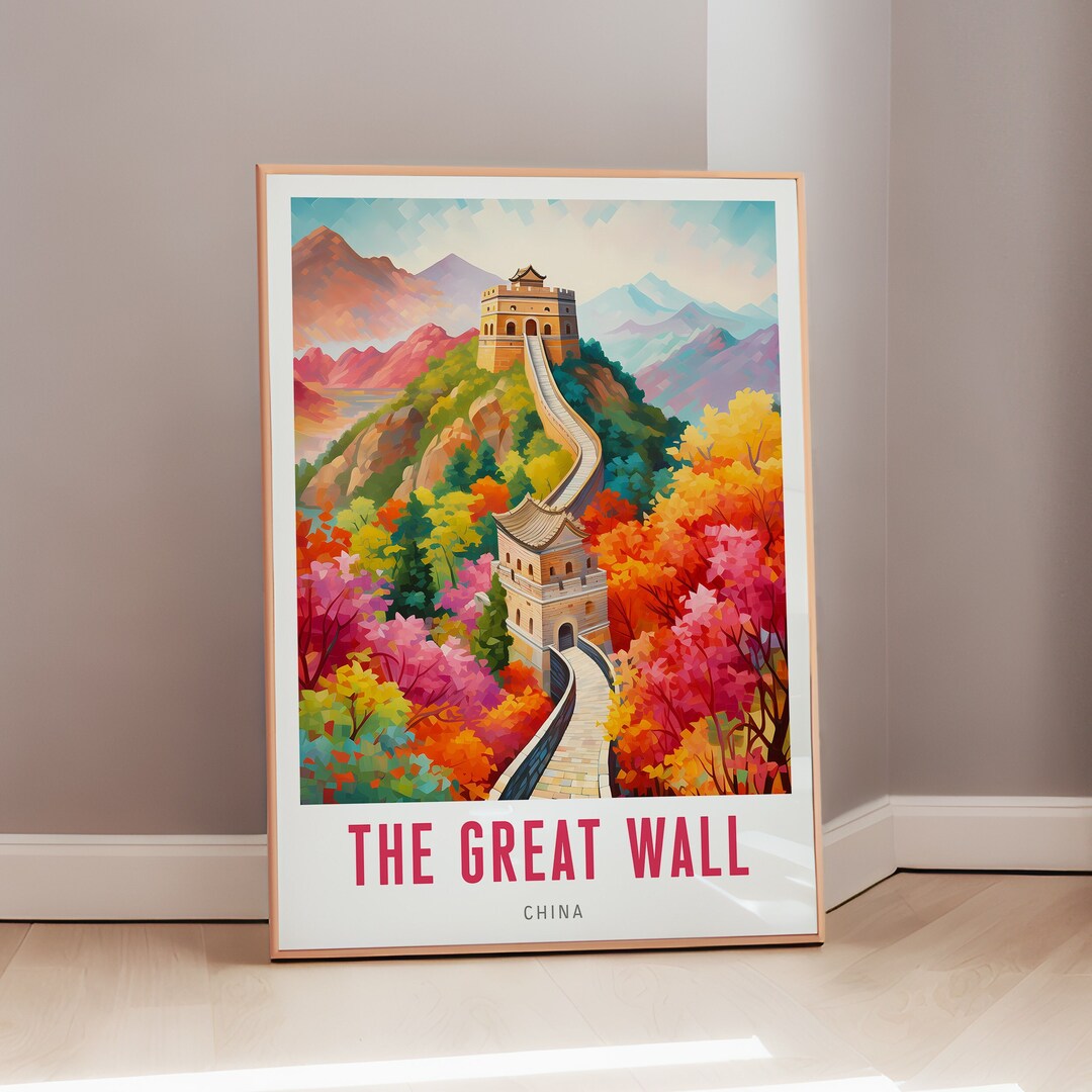 The Great Wall of China Travel Poster China Print Mid Century Modern ...