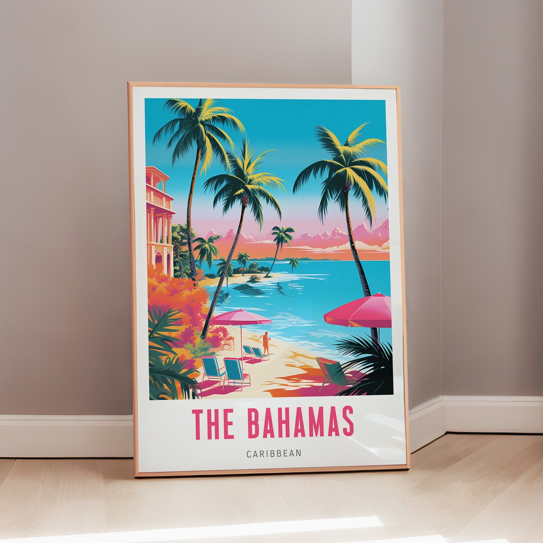 The Bahamas Travel Poster Caribbean Print Mid Century Modern Wall Art ...