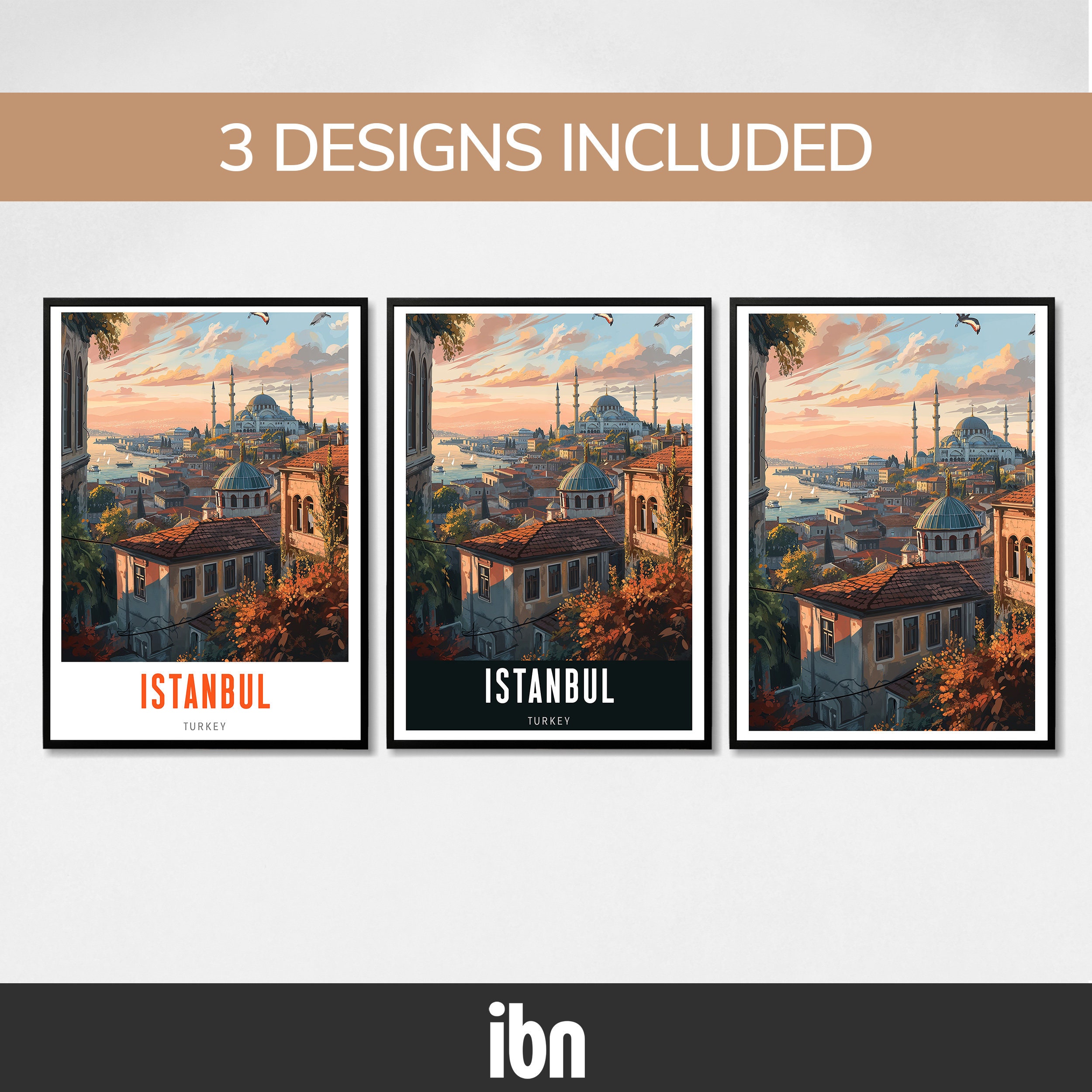 Travel Poster of Istanbul Mid Century Modern Wall Art Turkey Print ...