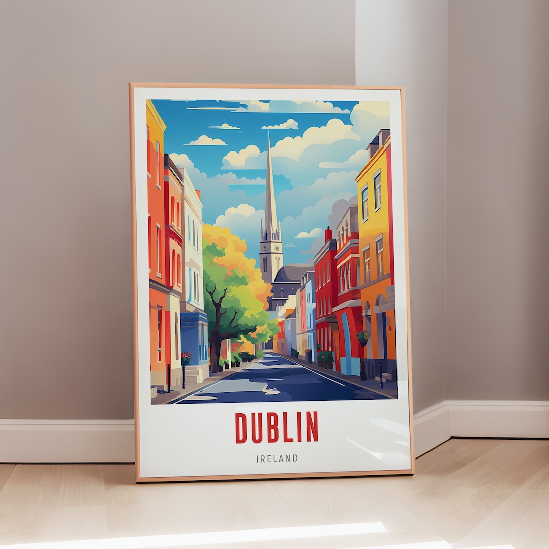 Dublin Ireland Poster Mid Century Wall Art Irish Travel Print Eclectic ...