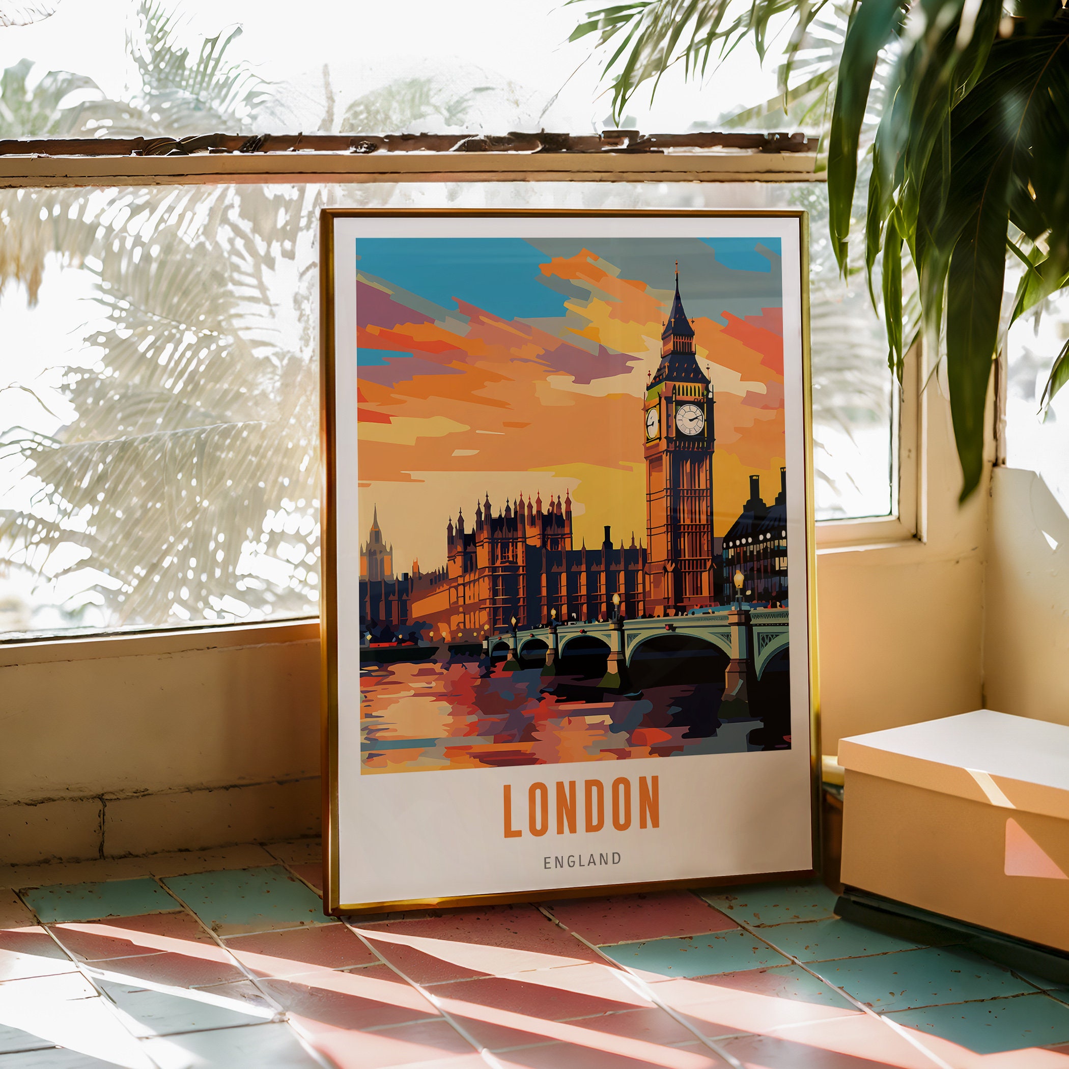 London England Poster Mid Century Wall Art British Travel Print ...