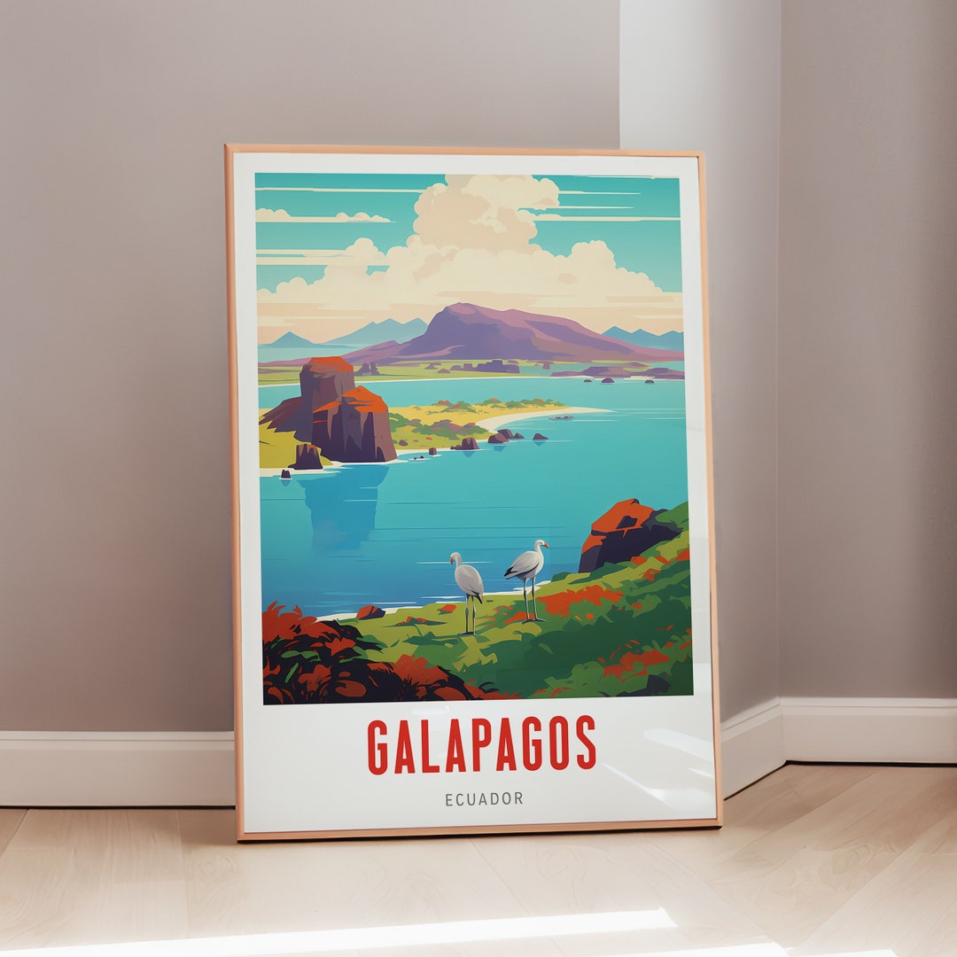 Galapagos Travel Poster Ecuador Print Mid Century Modern Wall Art ...
