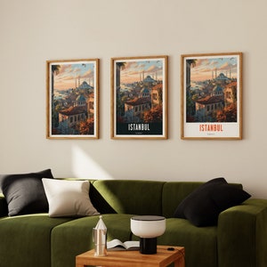 Travel Poster of Istanbul Mid Century Modern Wall Art Turkey Print ...