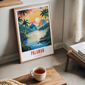 Travel Poster of Palawan Mid Century Modern Wall Art Philippines Print ...